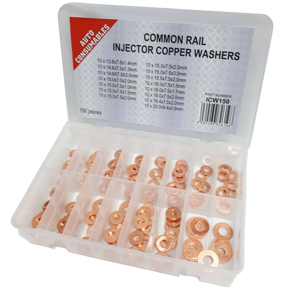 Assorted Box of Common Rail Injector Copper Washers - 150 Pieces ...